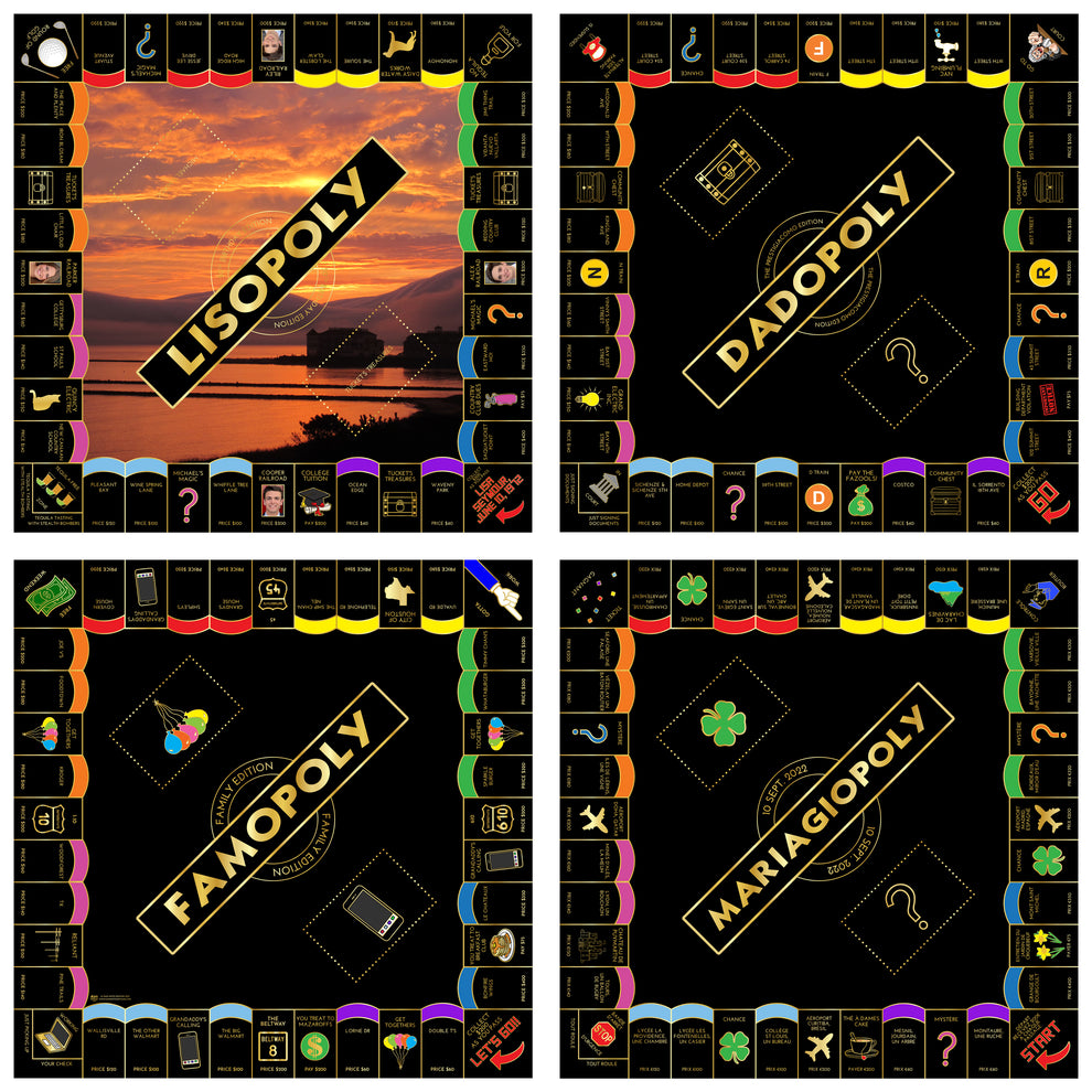 Custom Monopoly Game Black | Make Your Own Board Game – Dani Kates Designs